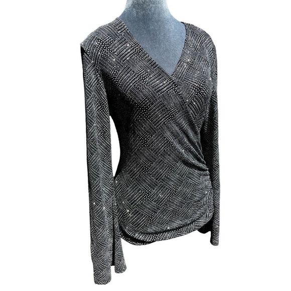 Metaphor | Tops | Metaphorall Over Sparkle Body Hugging Stretch V Neck ...